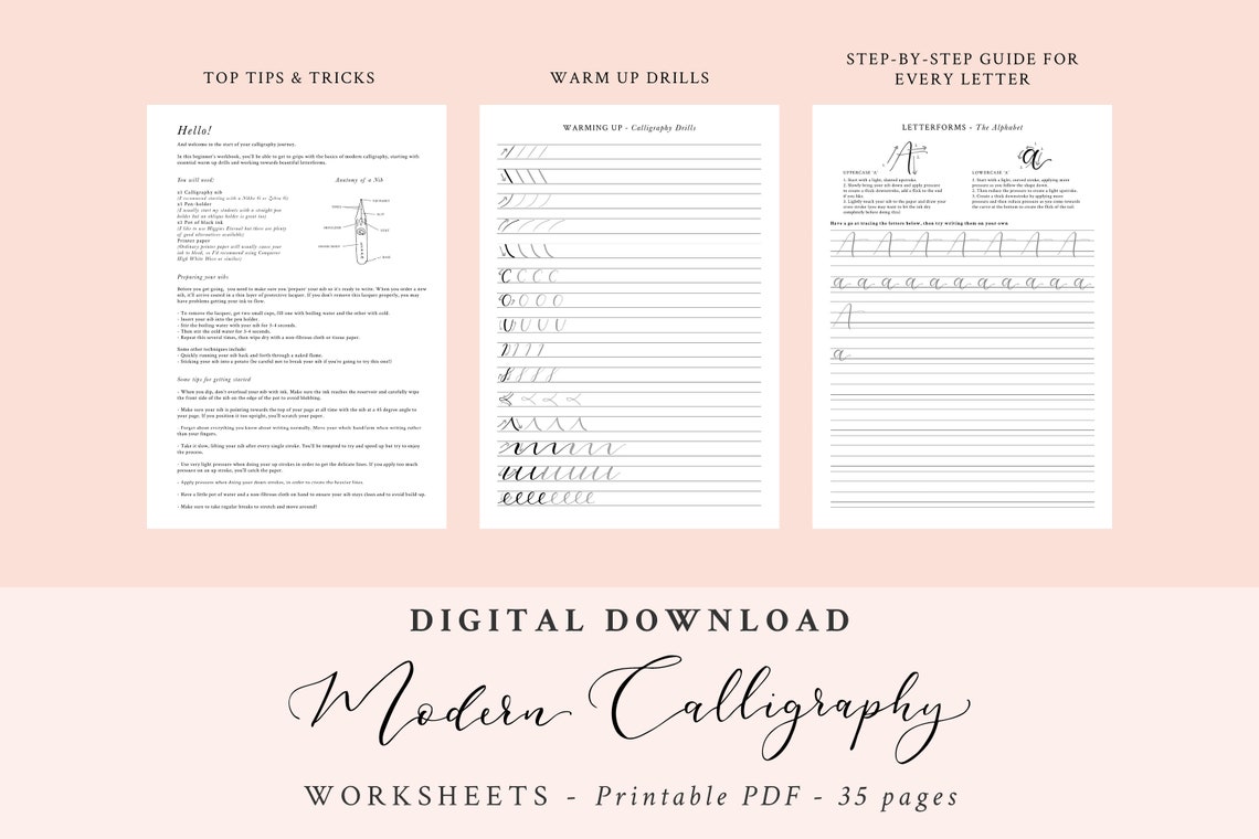 Printable Calligraphy Worksheets for Beginners - Dip Pen Calligraphy ...