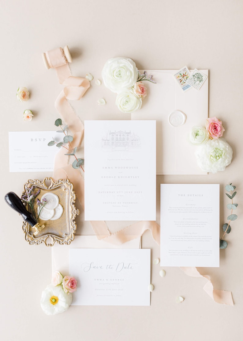 Venue Drawing Wedding Invitation Set / Customised / Bespoke ...