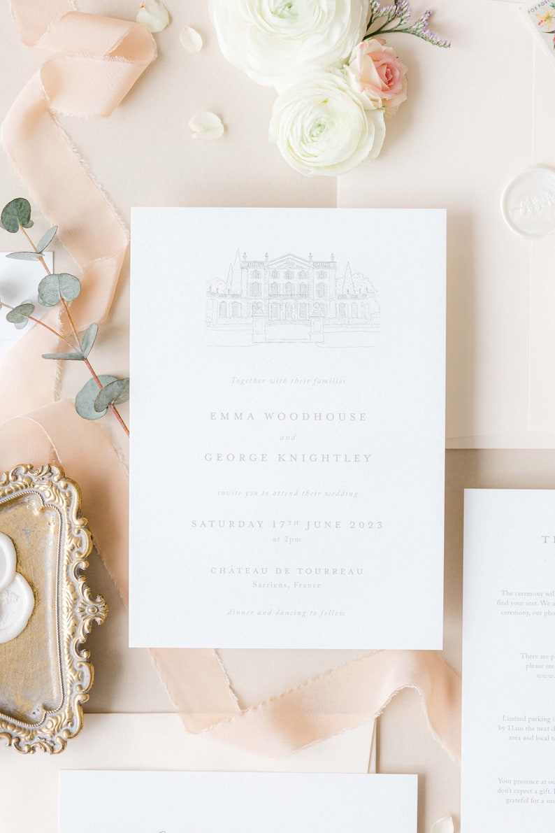 Venue Drawing Wedding Invitation Set / Customised / Bespoke ...