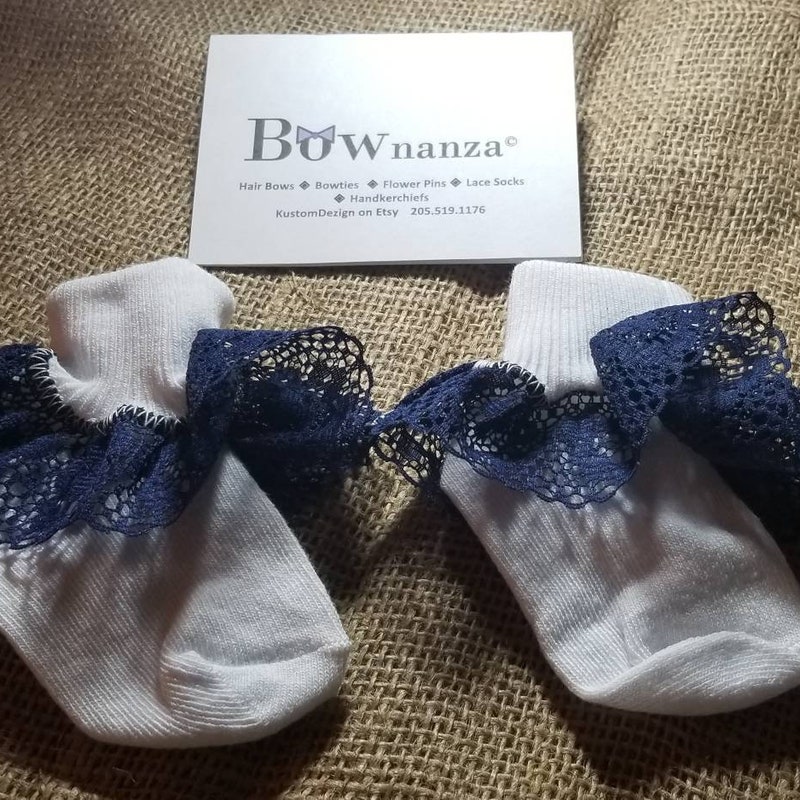 Navy Blue Ruffle Socks - Etsy