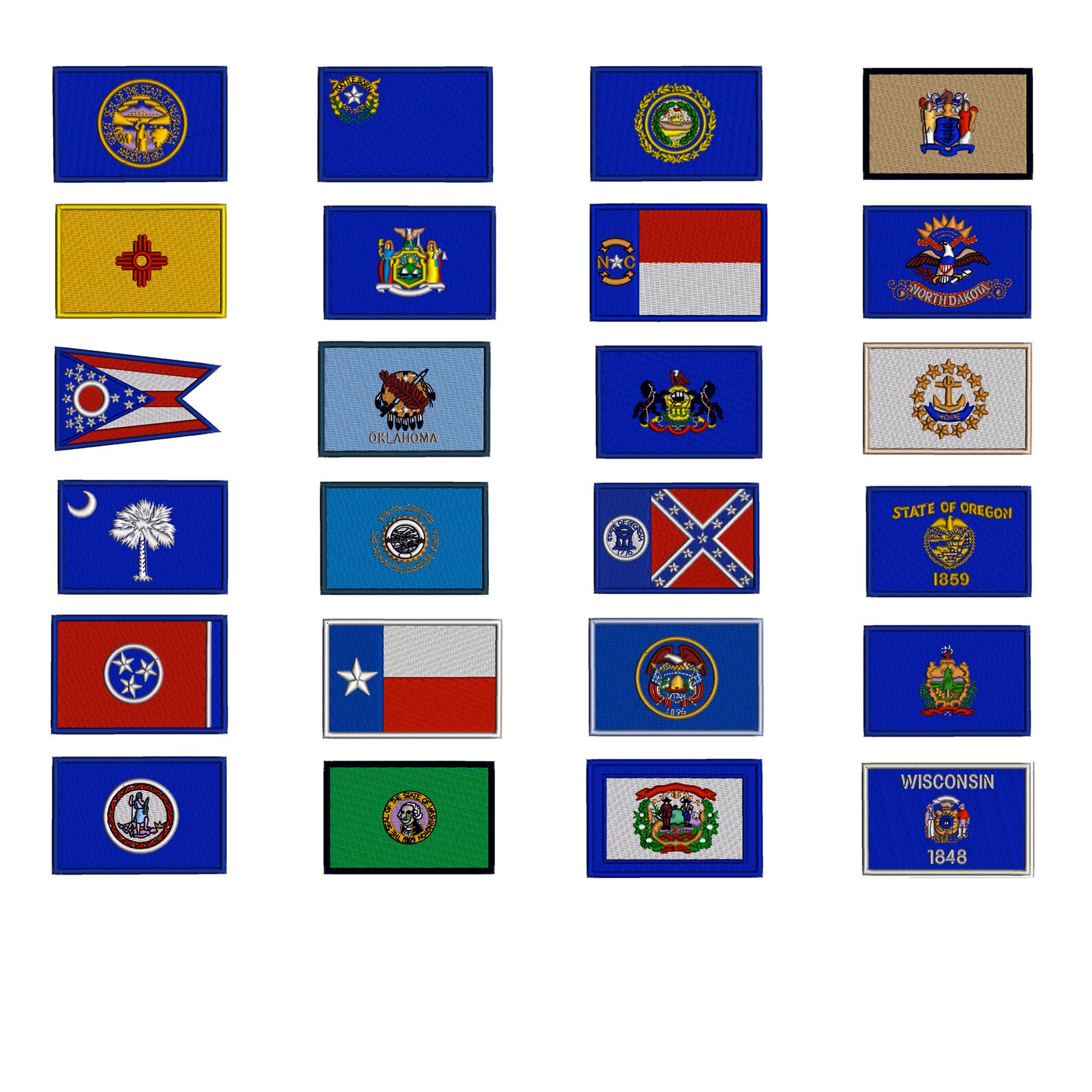US State Flags Set of 50 Machine Embroidery Design 3x2 inches | Etsy