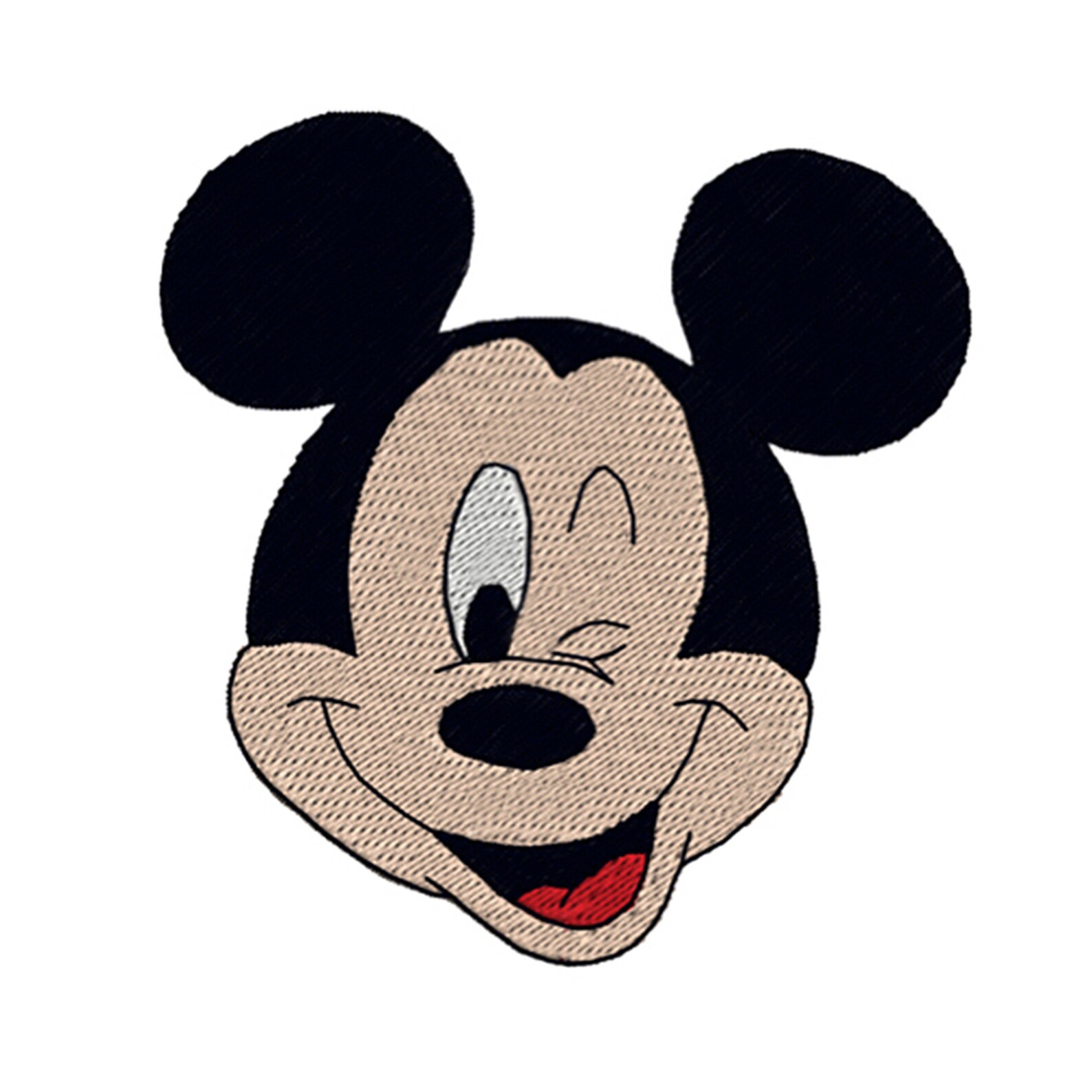 Mickey Mouse Winking Face Smiley Head Fill Stitch 4in | Etsy
