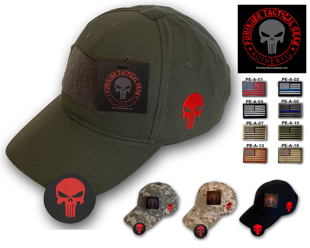 Operator Contractor Tactical Military Hat With Punisher USA Flag ...