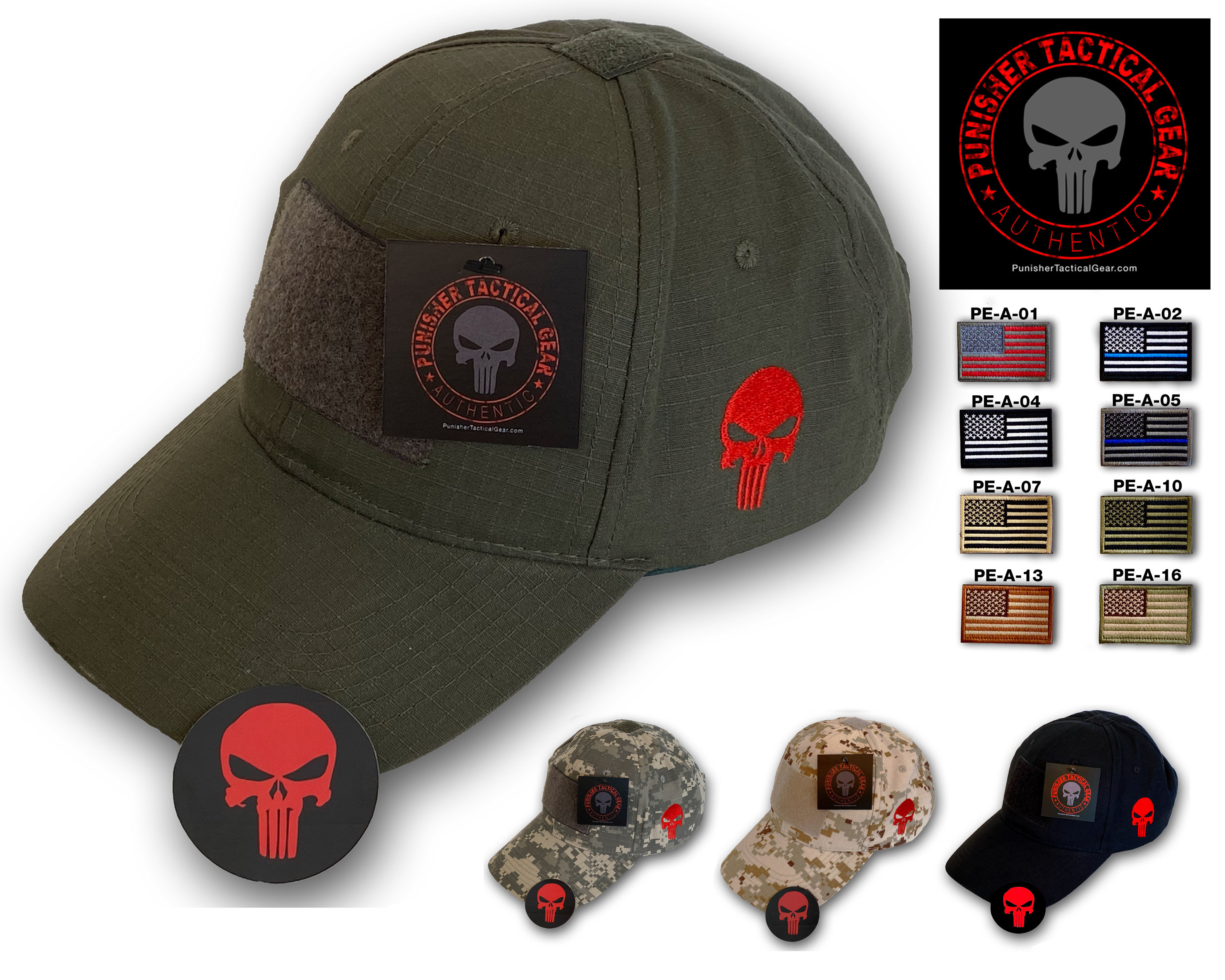 Operator Contractor Tactical Military Hat With Punisher USA Flag ...