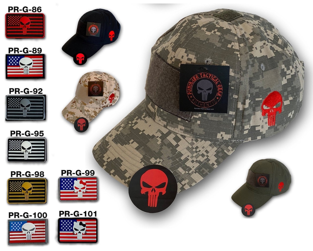 Operator Contractor Tactical Military Hat With Punisher USA Flag Rubber ...