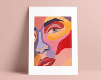 Modern Geometric Wall Art Portrait Illustration PRINTABLE | Etsy