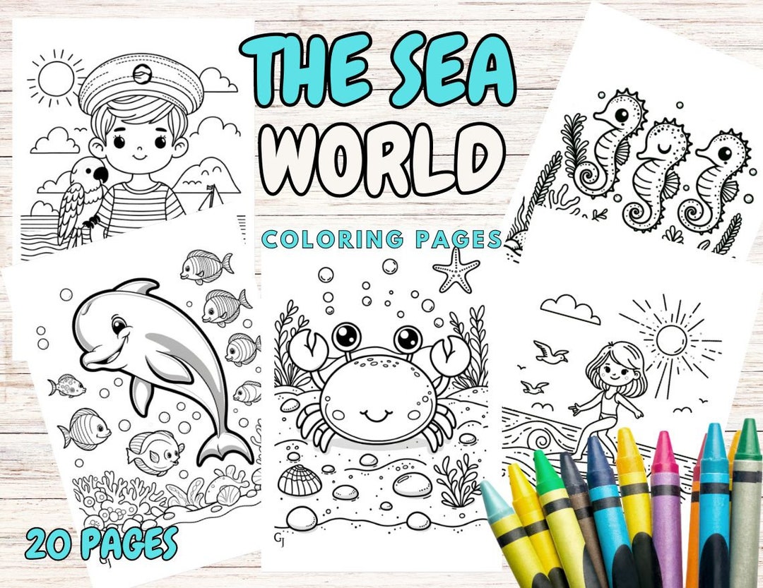 Sea World | 20 Unique Coloring Pages for Kids | A4 Pages Ready to Print ...