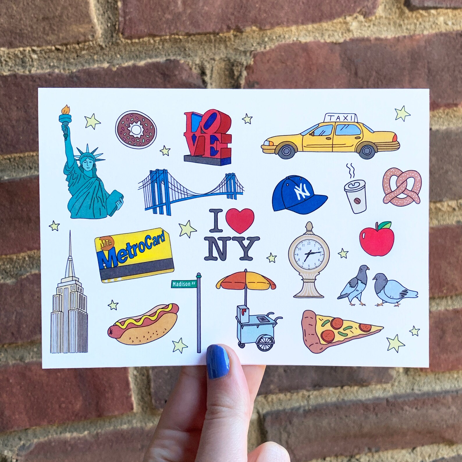 New York City Card I Heart NY Big Apple Handmade | Etsy