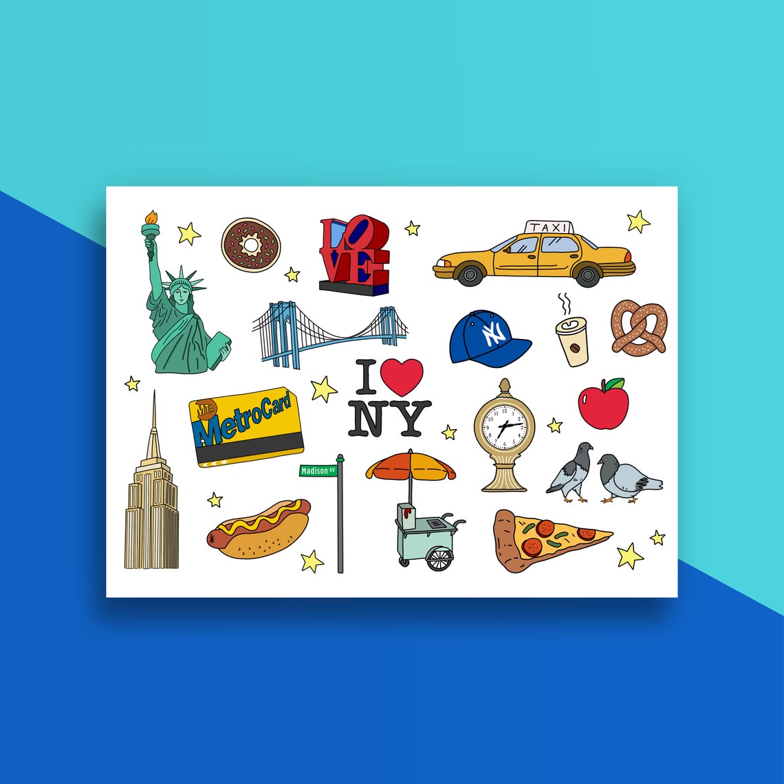 New York City Card I Heart NY Big Apple Handmade | Etsy