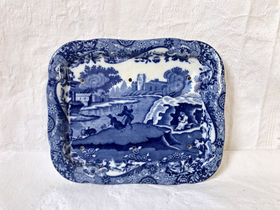 A Victorian Small Spode Blue Italian Draining Dish. - Etsy