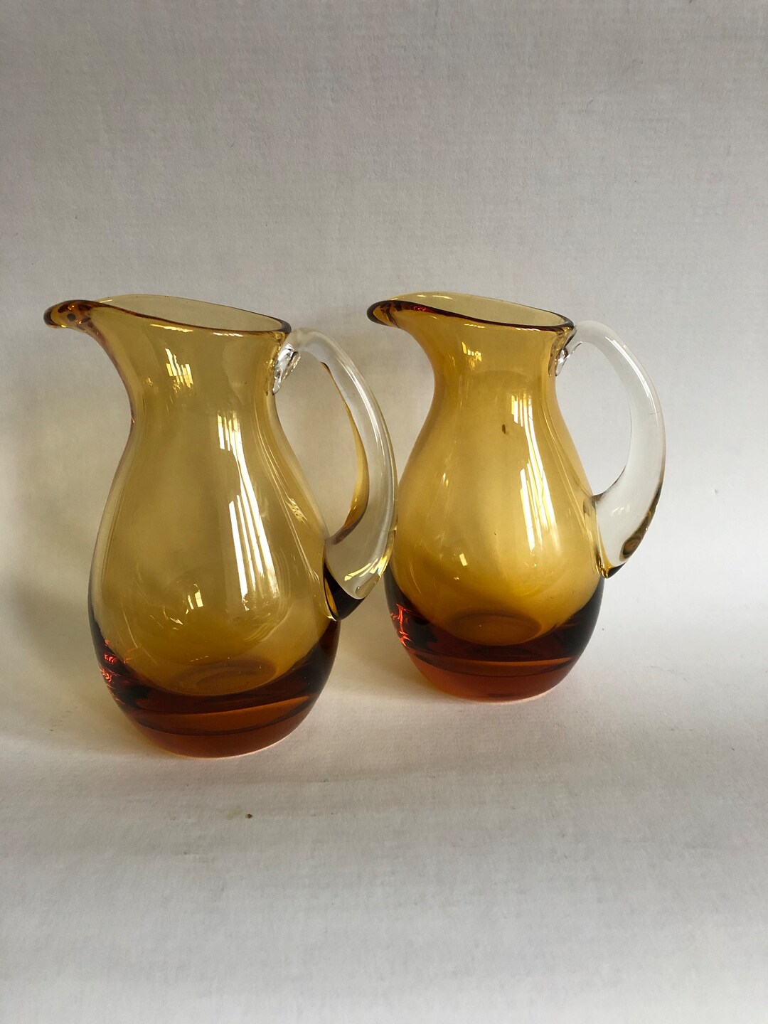A Lovely Vintage Pair of Amber Coloured Jugs. Mid Century. Possibly ...