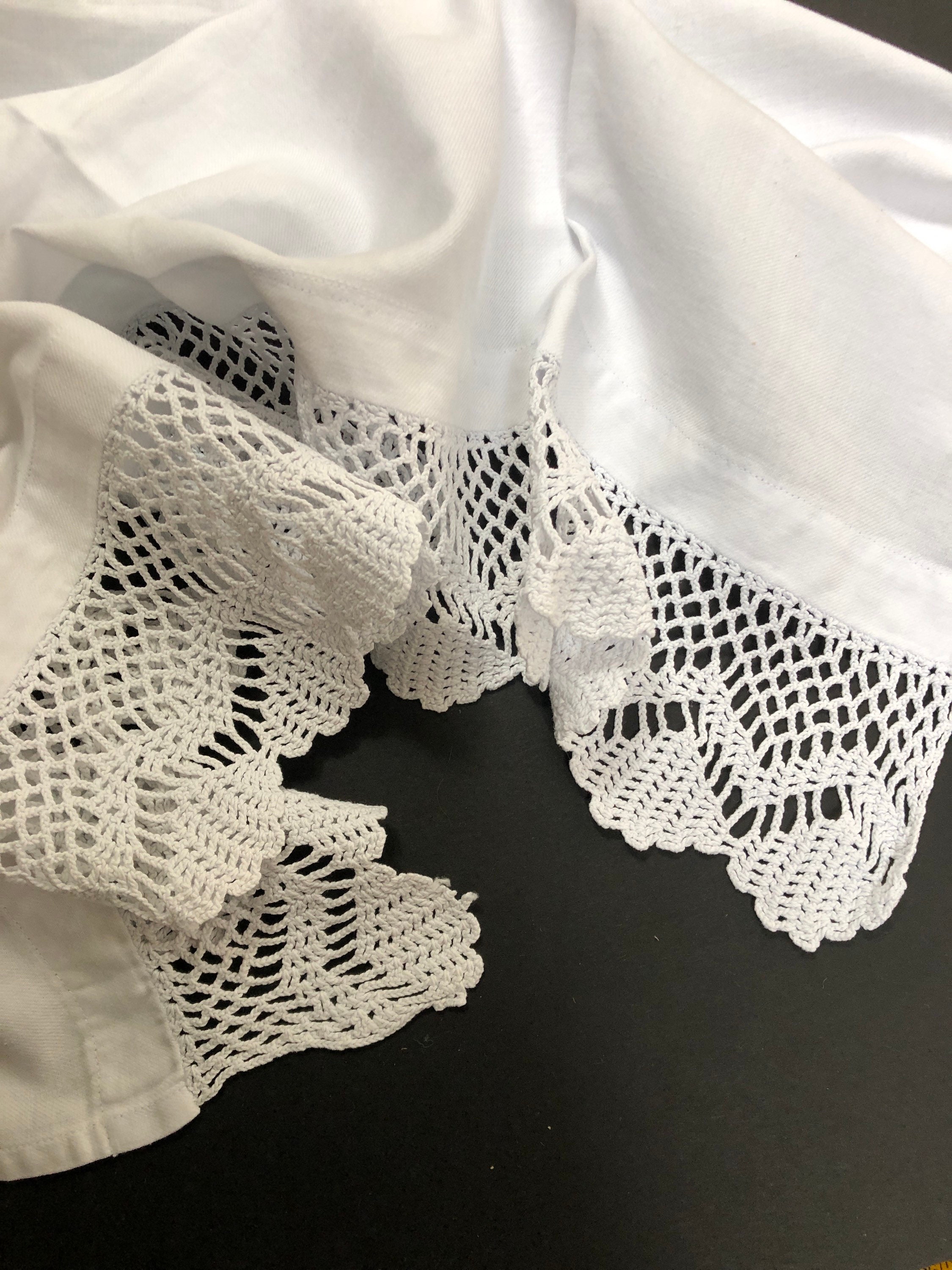 Edwardian or Victorian Crochet Edged Fabric Piece. White 40 Long. - Etsy