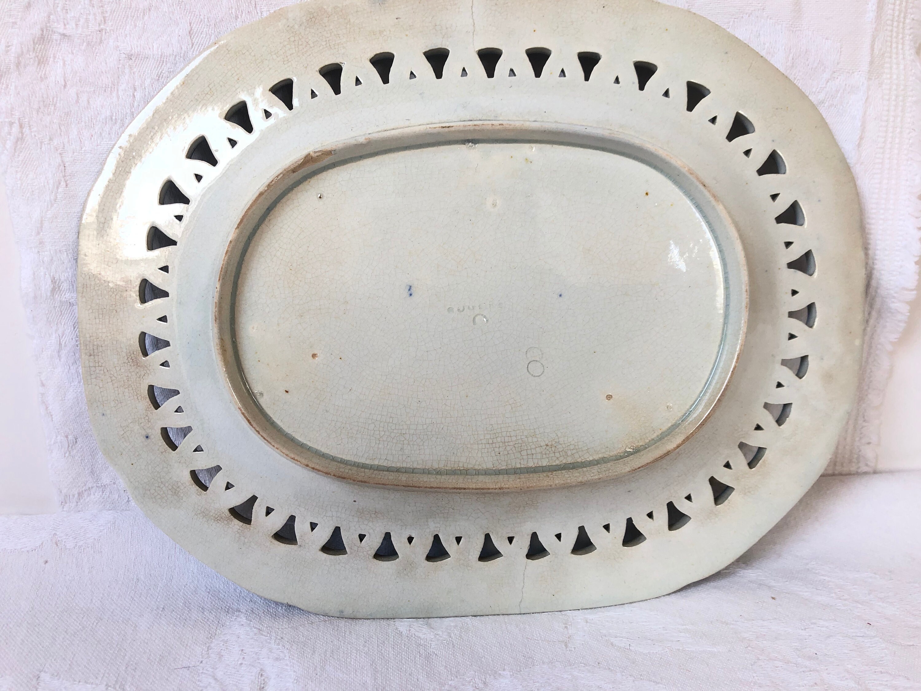 A Very Rare Pierced Blue and White Transfer Printed Victorian Plate, by ...