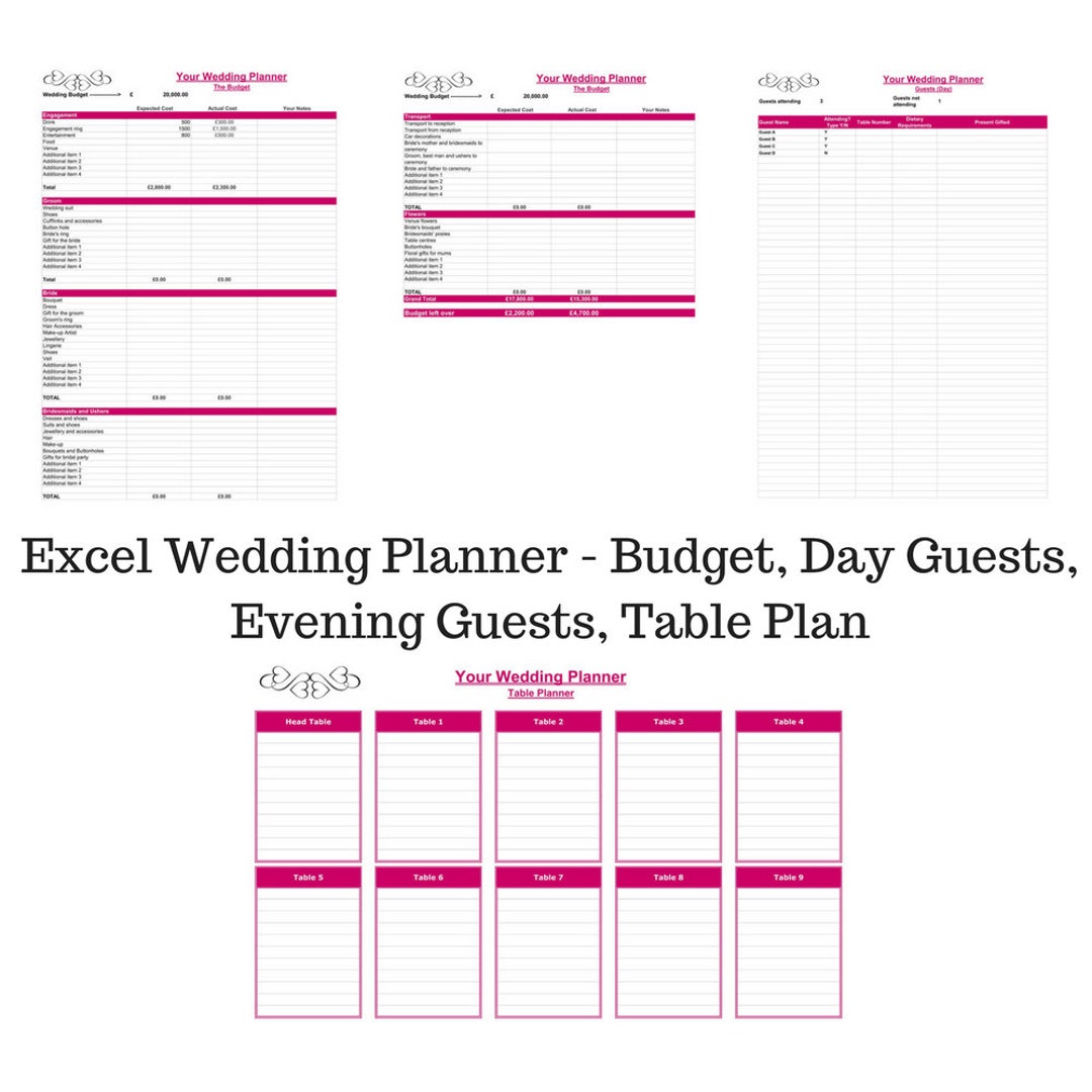 Wedding Planner Excel Spreadsheet Wedding Planner Budget - Etsy UK