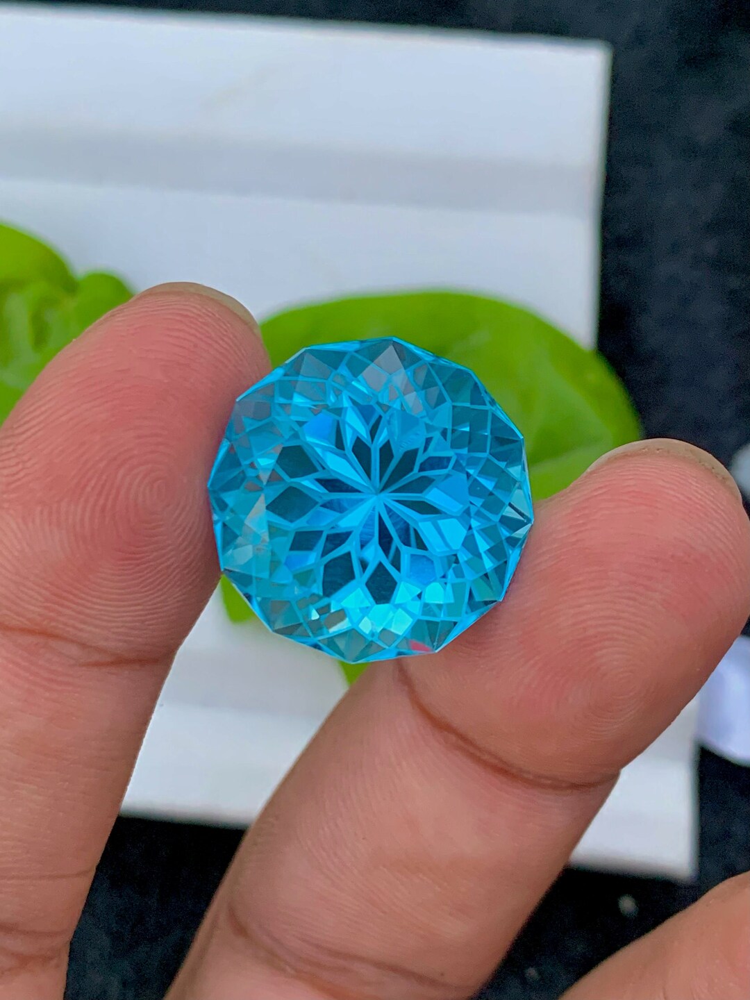 Precision Cut Topaz Gemstone, Round Shape Blue Topaz Cut Stone, Faceted ...