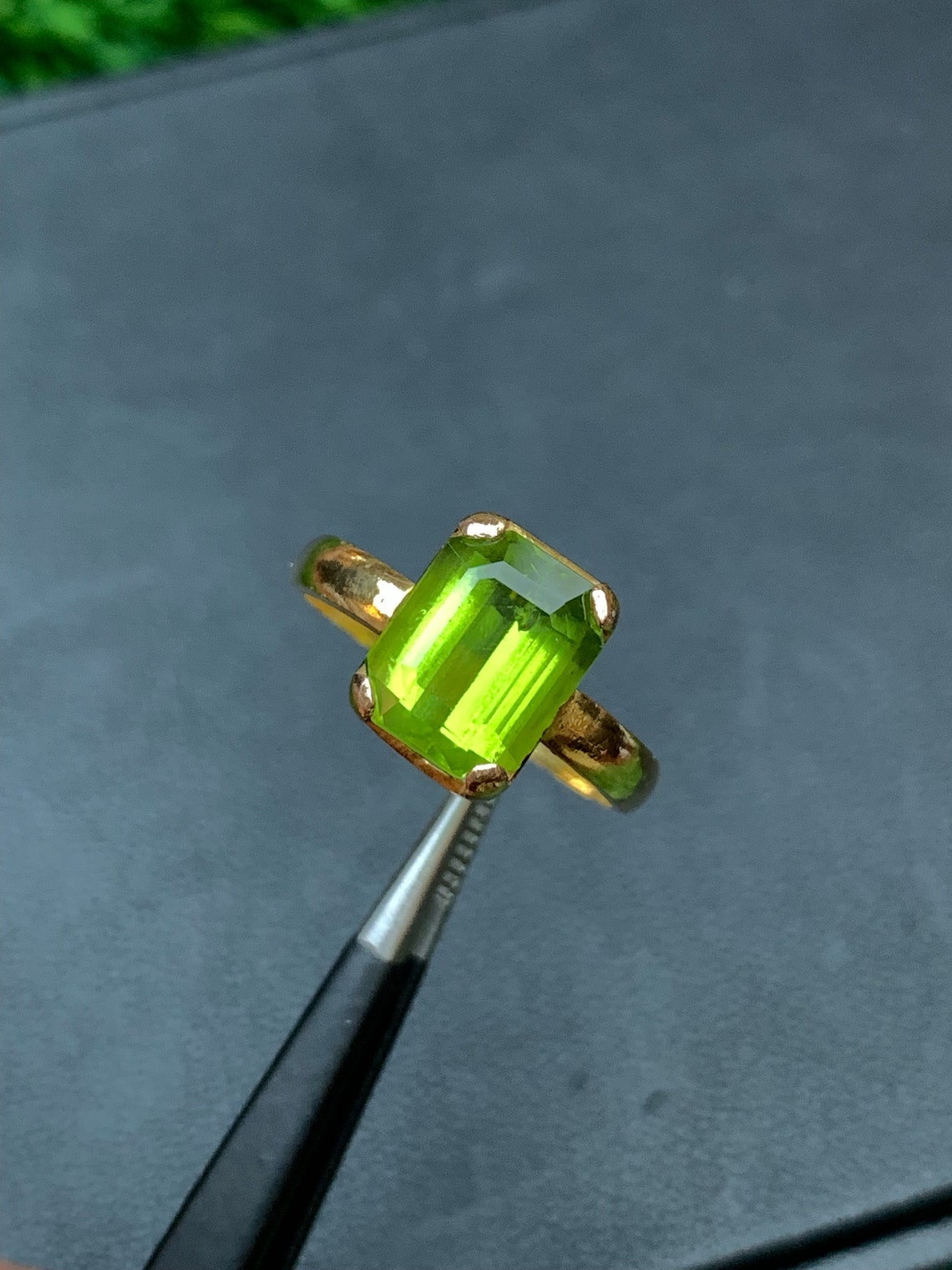 21K Gold Signet Peridot Ring Statement Ring August - Etsy