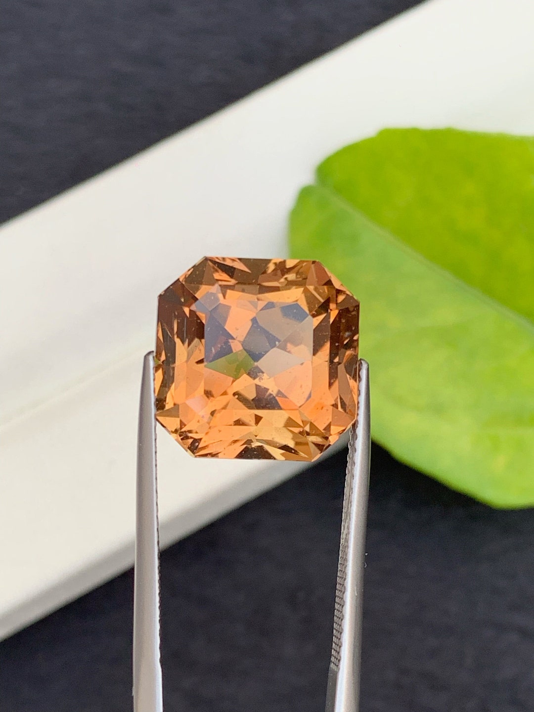 Natural Topaz Gemstone, Asscher Cut, Orange Color, Ring and Jewelry ...