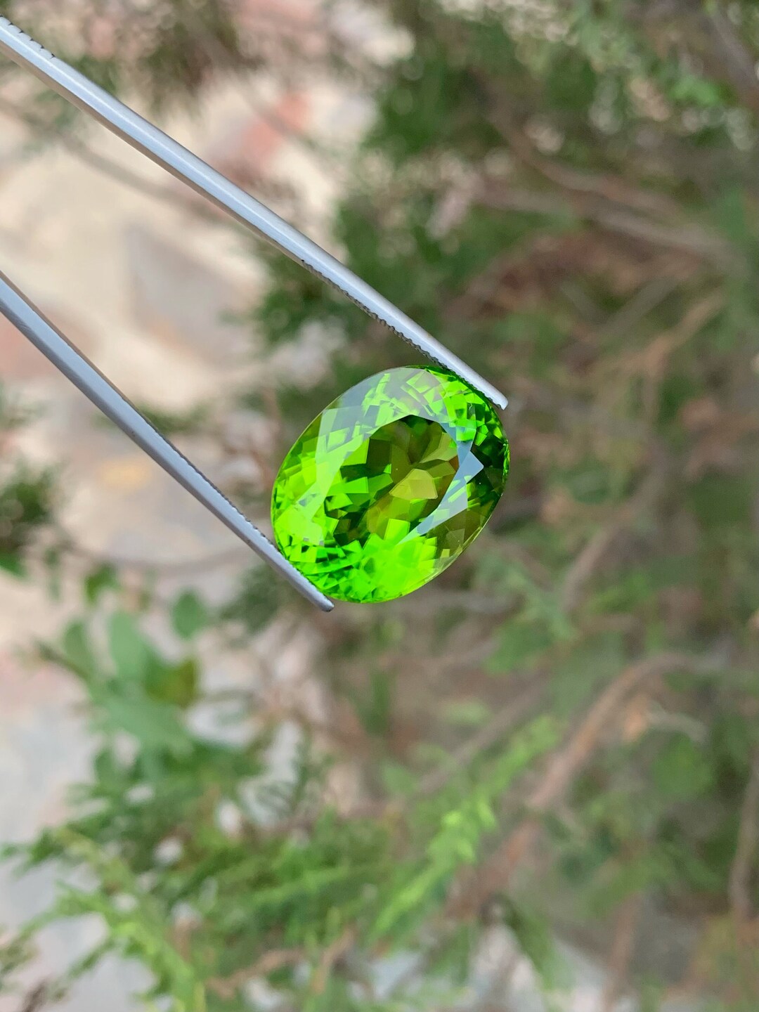 Lime Green Peridot Gemstone: Natural Oval August Birthstone (26.90 ...