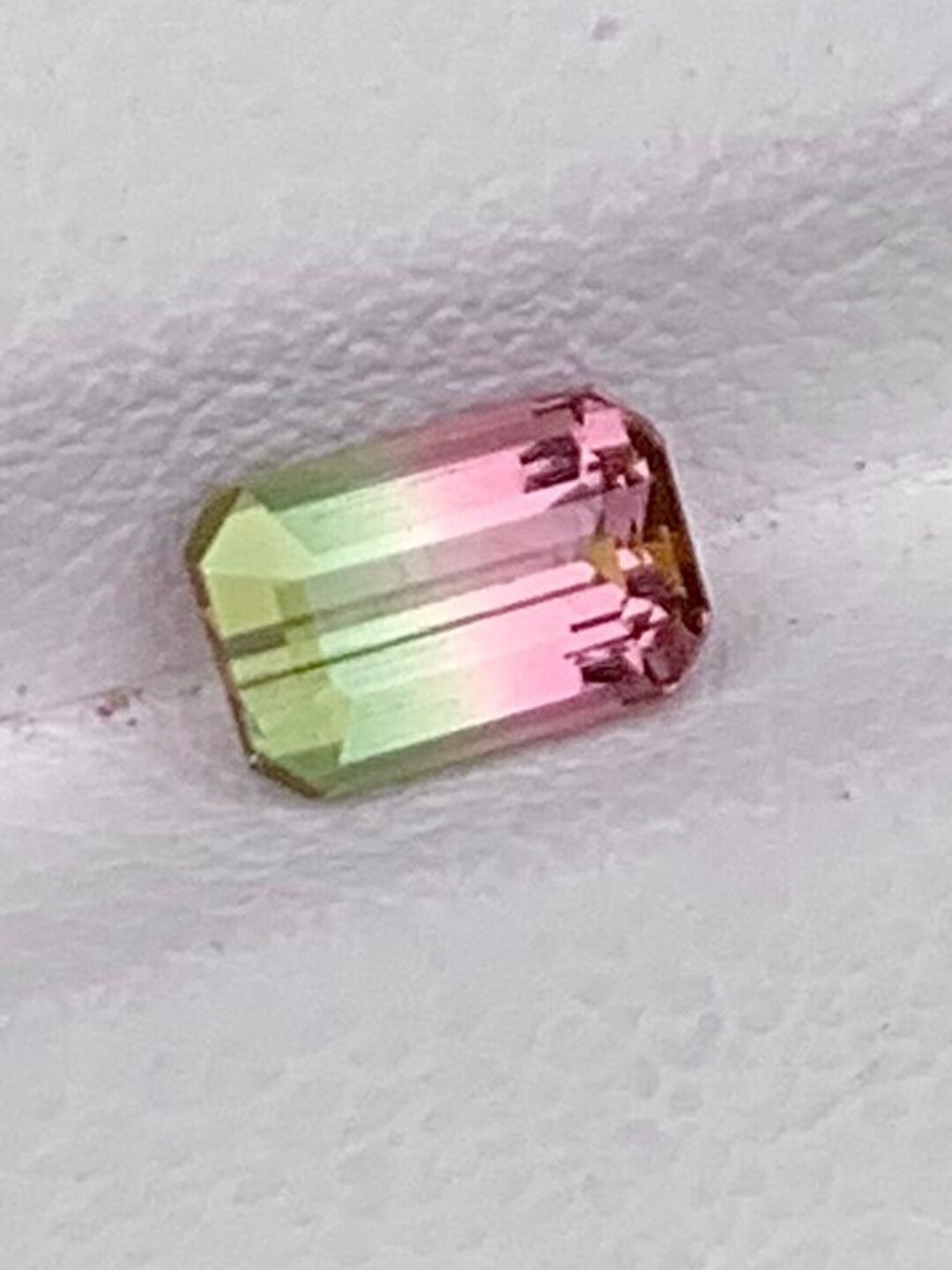 Natural Watermelon Tourmaline Gemstone: Emerald Cut Bi-color (0.90 CT ...