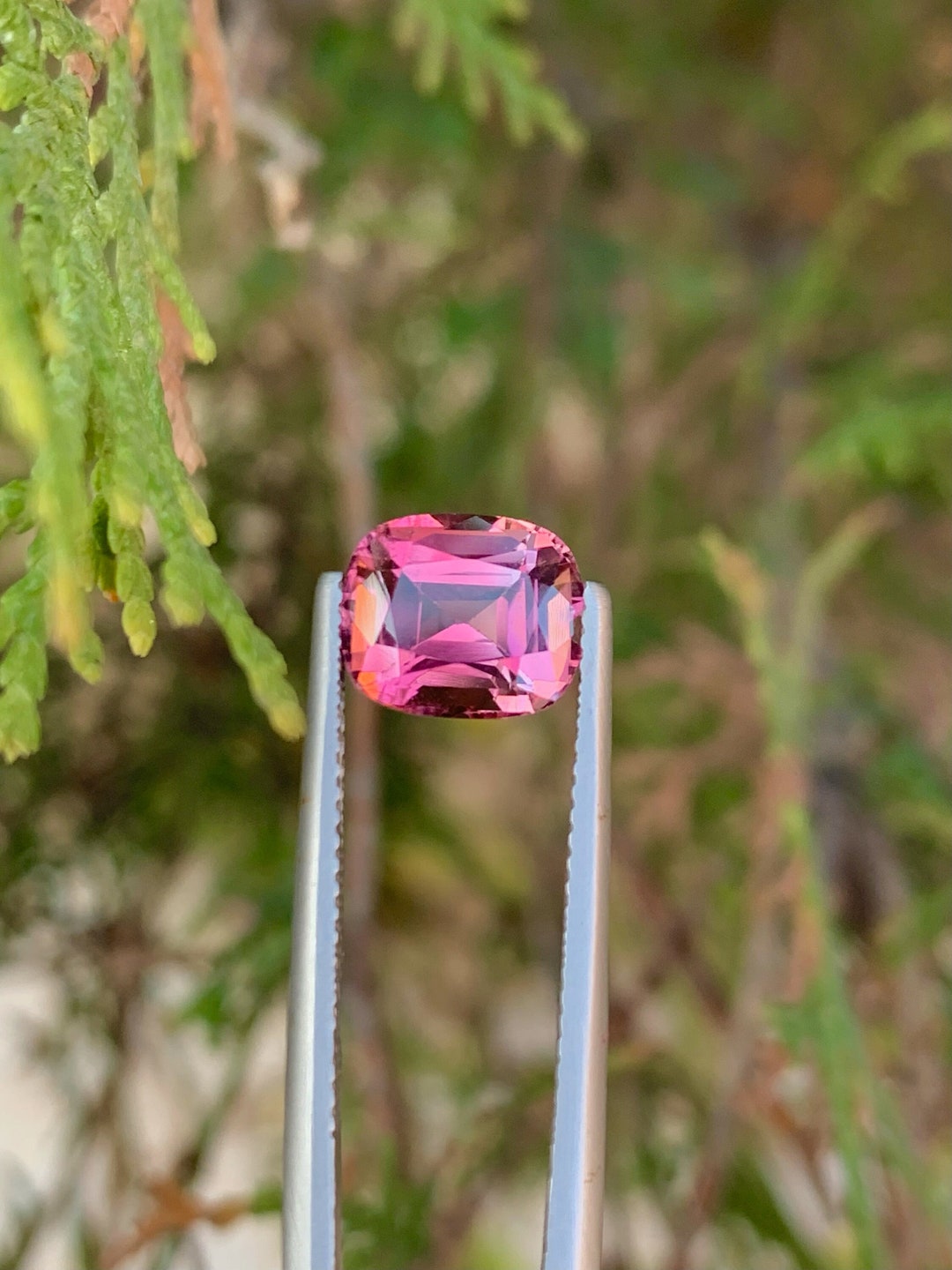 Pink Tourmaline Gemstone: 2.85CT Faceted Cushion Cut, October ...