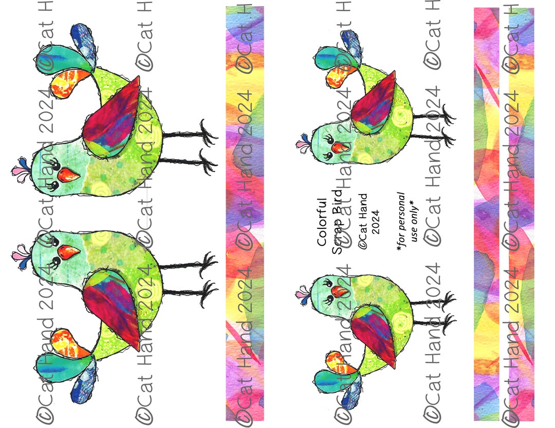 Digital Download - Colorful Scrap Bird - Etsy