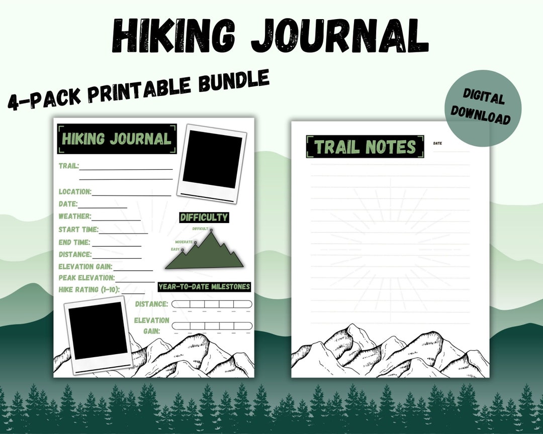 Printable Hiking Journal, Track Daily Hikes & Stats, Share Your ...