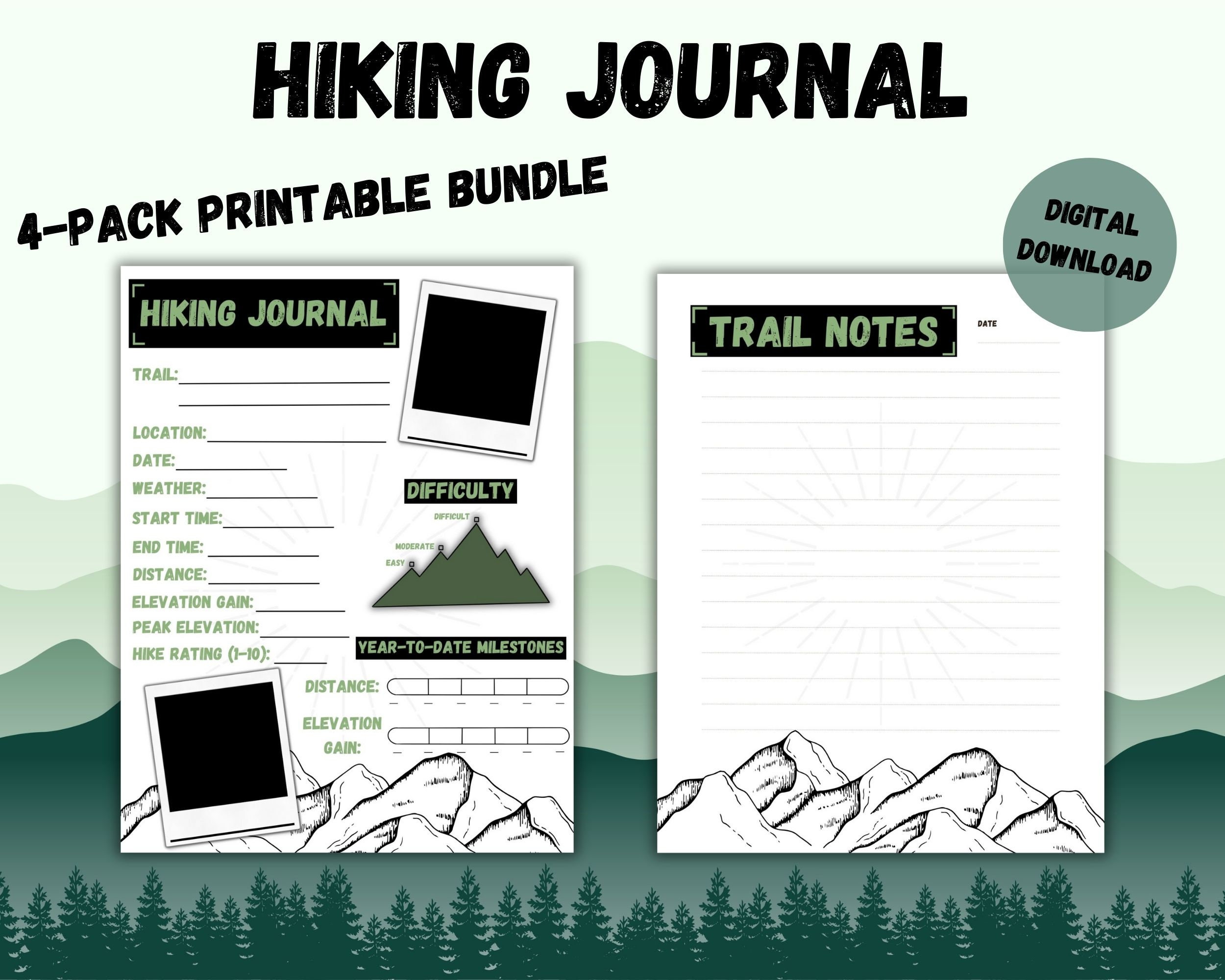 Printable Hiking Journal, Track Daily Hikes & Stats, Share Your ...