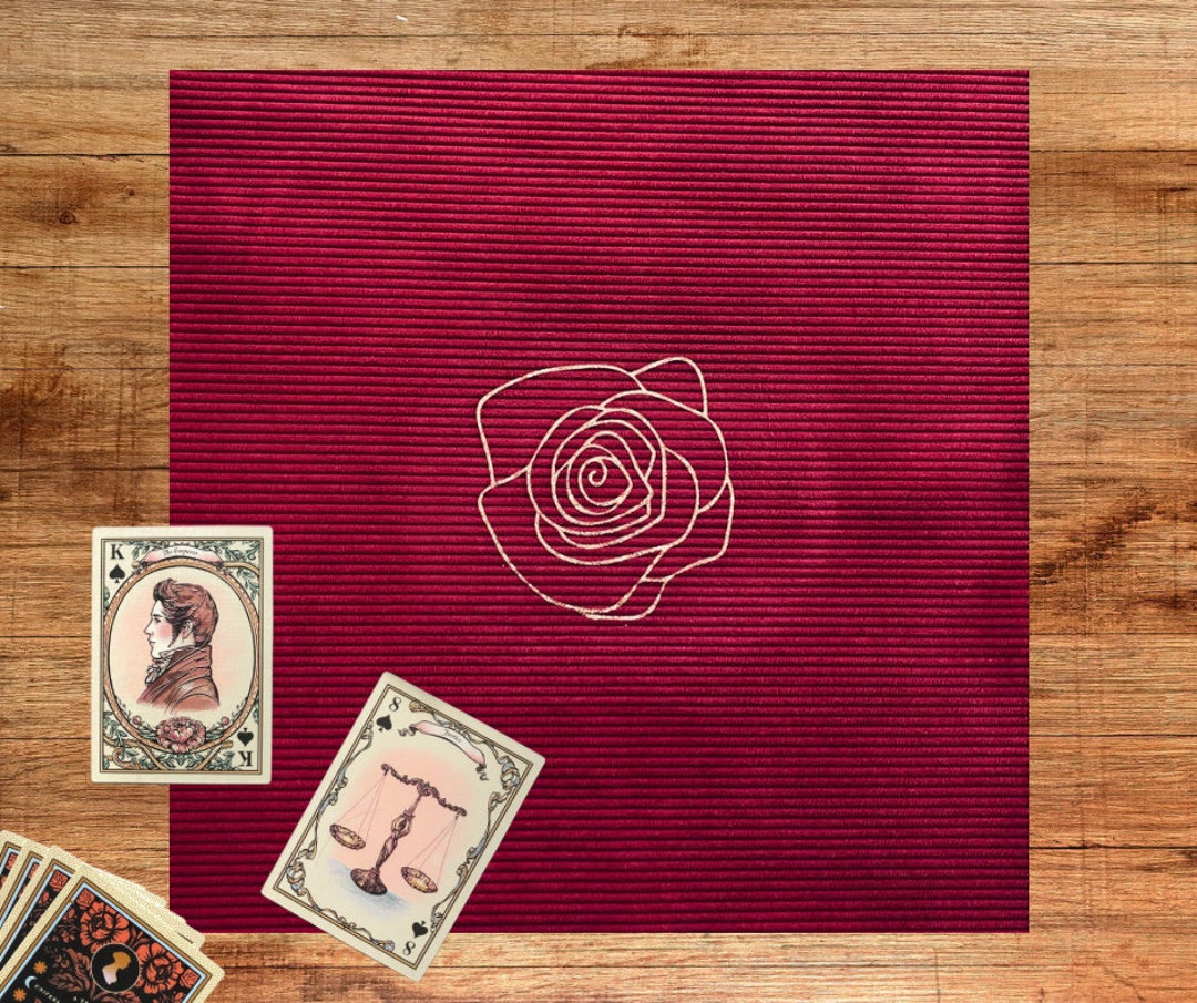 Non-slip Ruby Red Corduroy Tarot Mat, Rose Gold Glitter Pattern ...