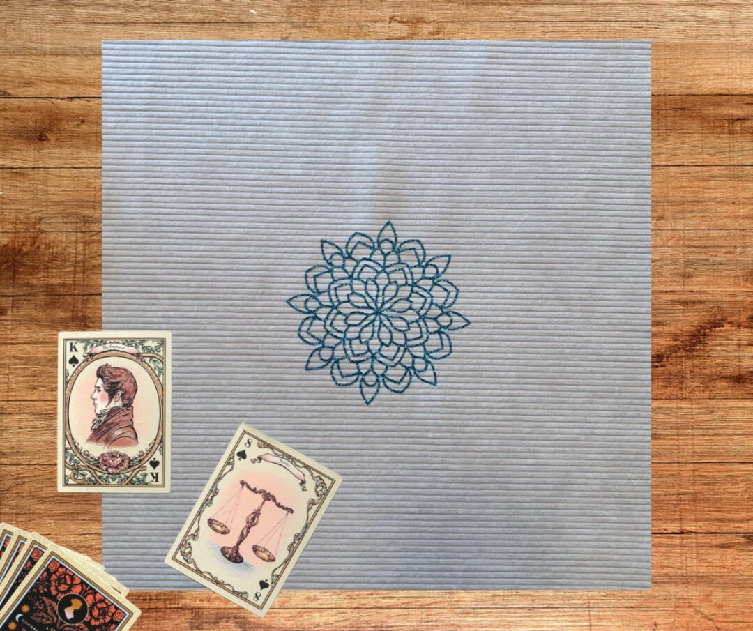Non-slip Ecru Corduroy Tarot Mat, Blue/green/purple Glittery Mandala ...