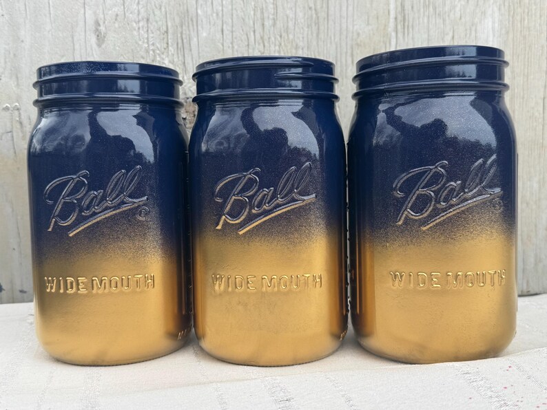 Blue and Gold, Ombré Mason Jars, Perfect Centerpiece - Etsy
