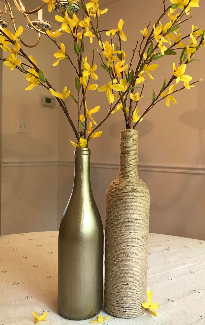 Gold and Twine Embellished Bottles - Etsy