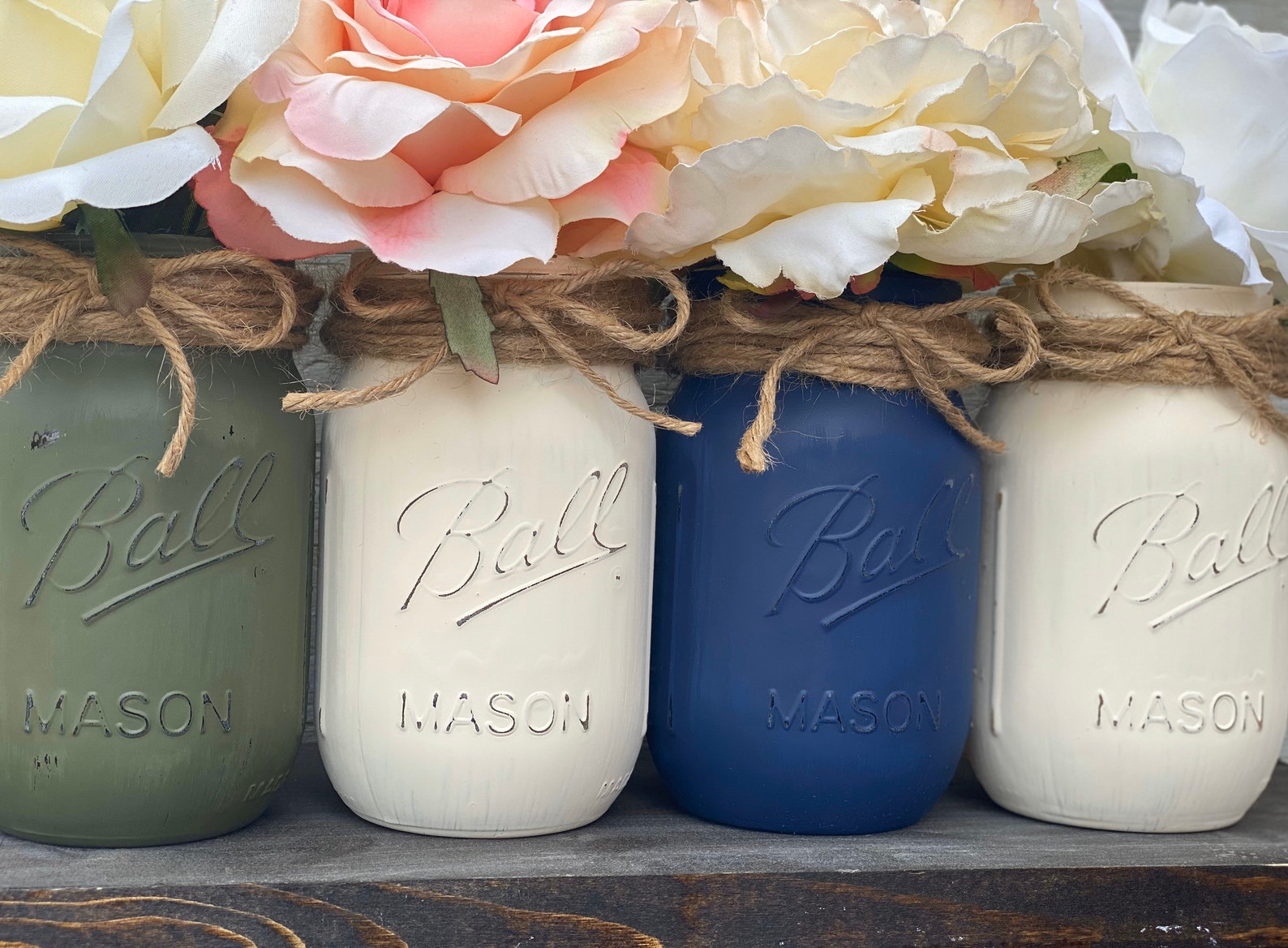 Distressed Mason Jars, Rustic Décor, Hand-painted - Etsy