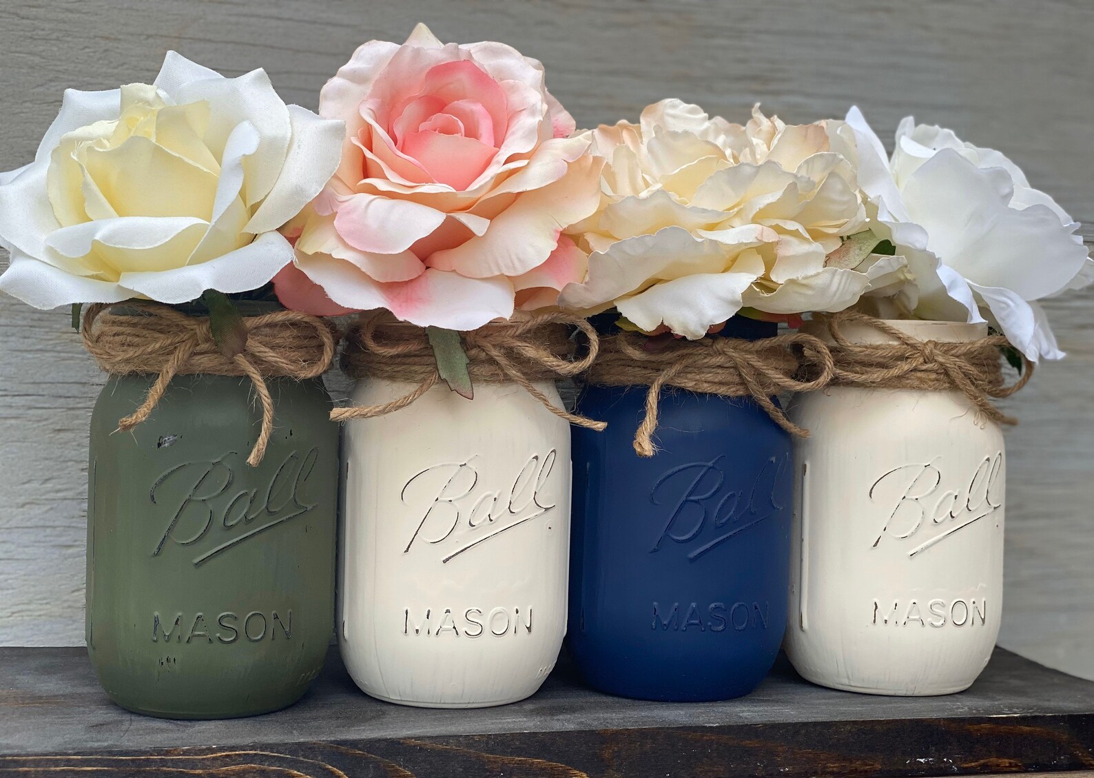 Distressed Mason Jars, Rustic Décor, Hand-painted - Etsy