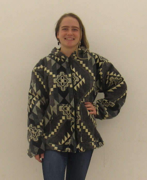 Beautiful Alpaca Wool Jacket Geometric Design - Etsy
