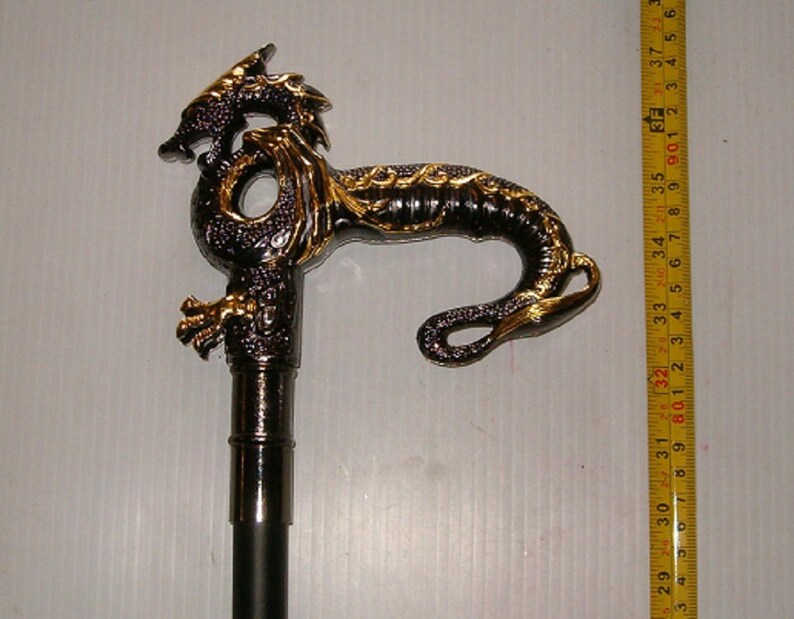 Gold Trim Dragon Handle Walking Cane Monogrammed Etsy