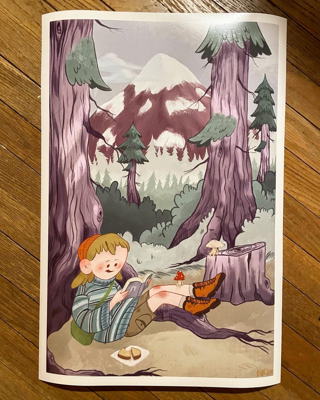 Reading to the Mushroom Sprites Art Print Nature Art - Etsy