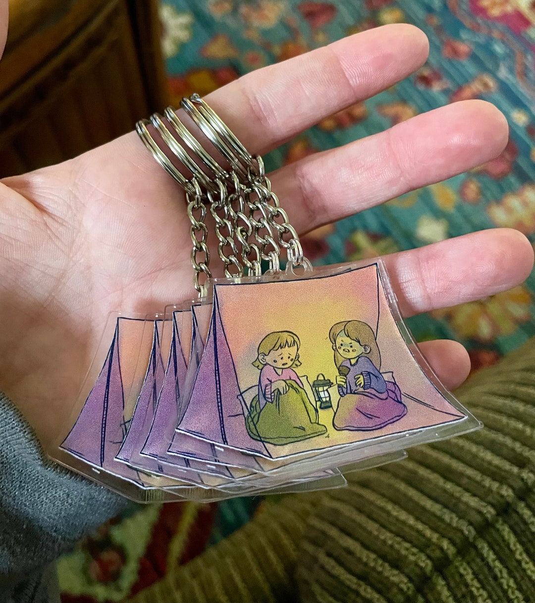 Spooky Camp Stories Keychains, Camping Keychain, Cartoon Keychain - Etsy