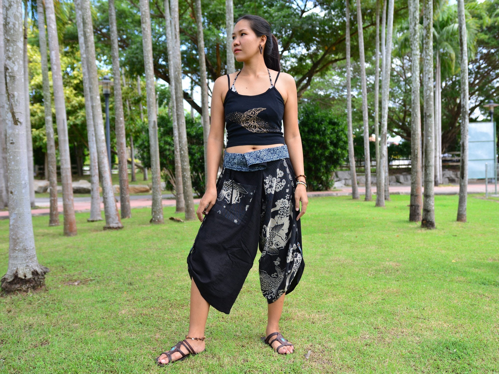 Handmade Japanese Wrap Pants Samurai Style Yoga Ninja Pants Men Women ...