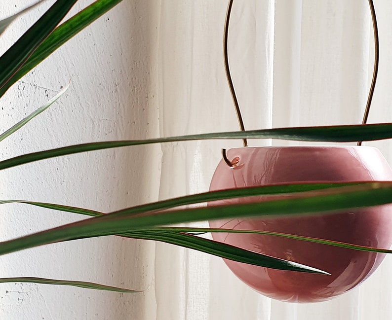 Ceramic Hanging Planter Pink Plant Pot for Live House Plants - Etsy