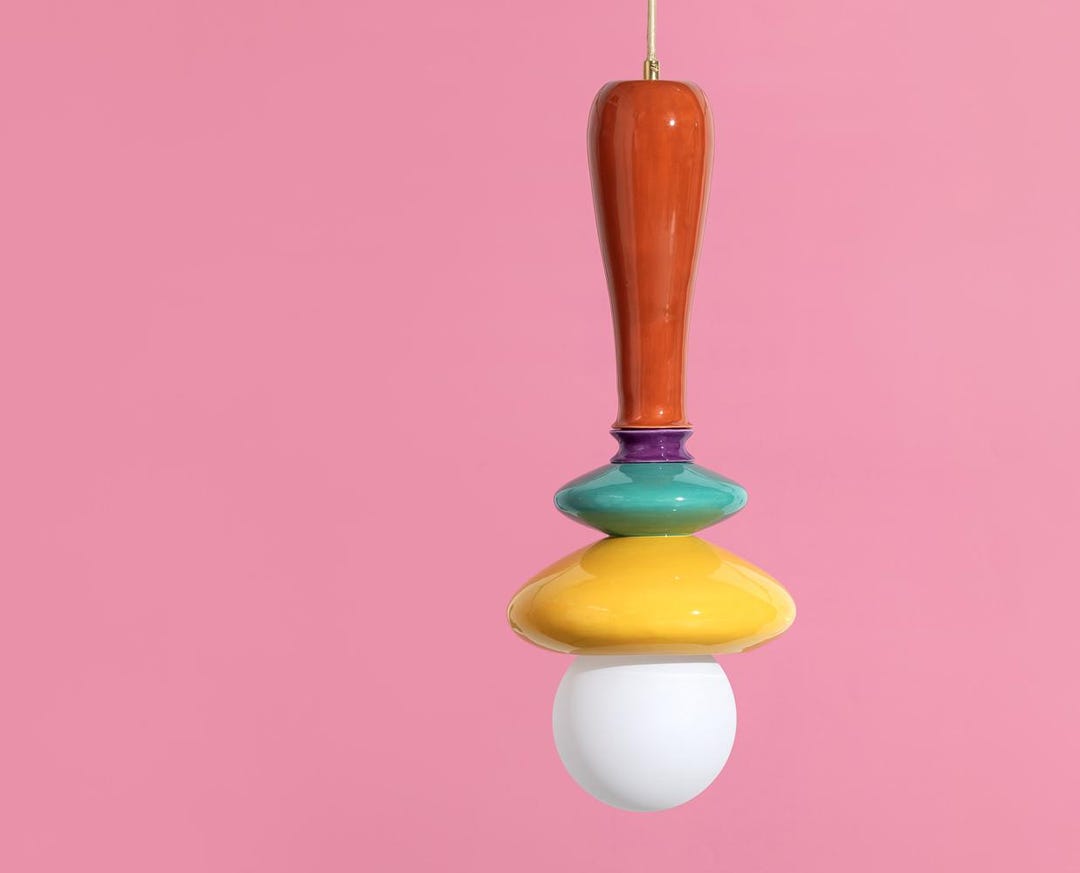 Large Ceramic Pendant Lamp Shade | Funky Lamp | Ceiling Light | Dining ...
