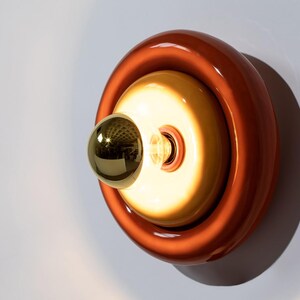 Ceramic Wall Lamp, Handmade Round Sconce Light, Colorful Flush Mount ...