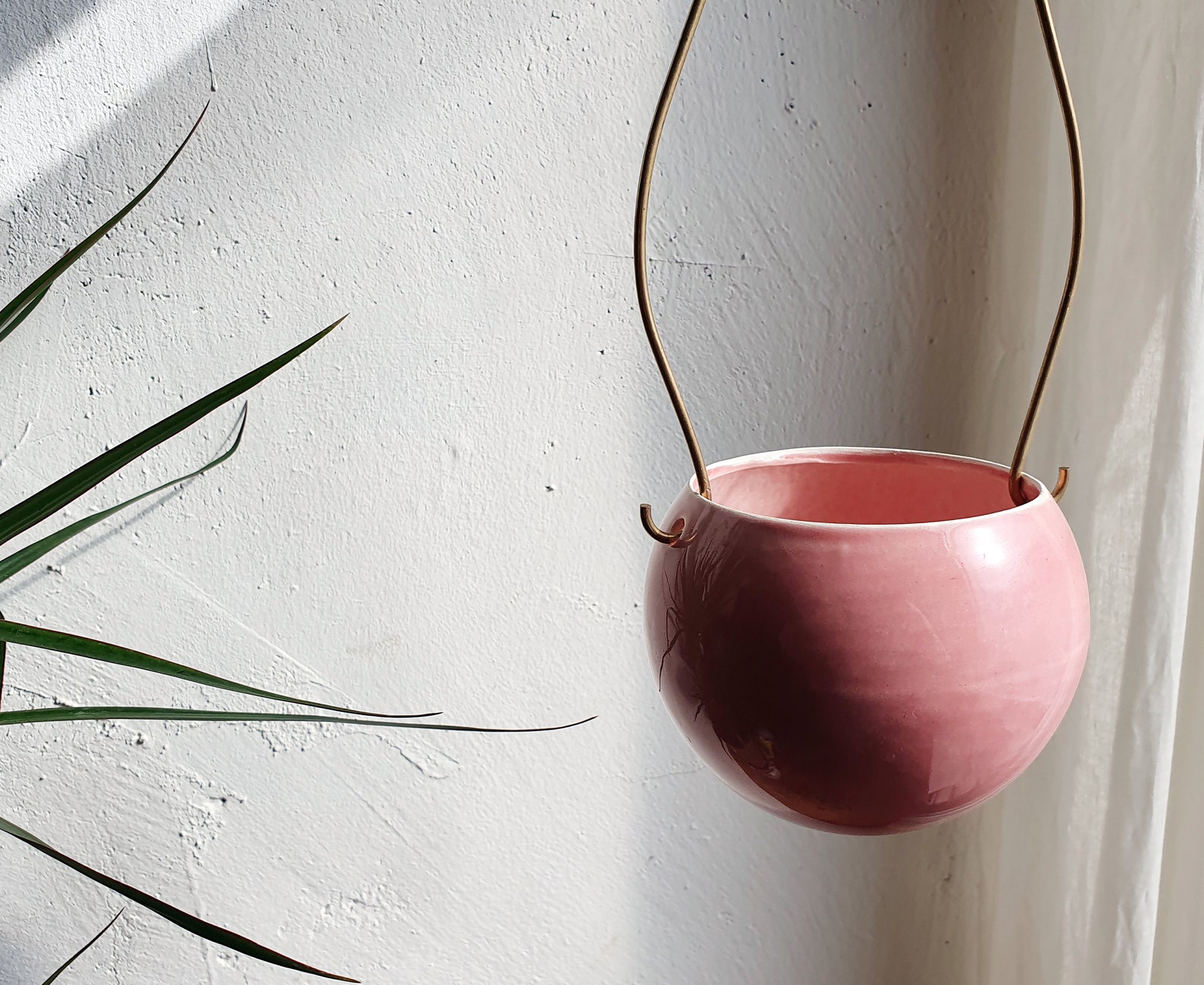 Ceramic Hanging Planter Pink Plant Pot for Live House Plants | Etsy