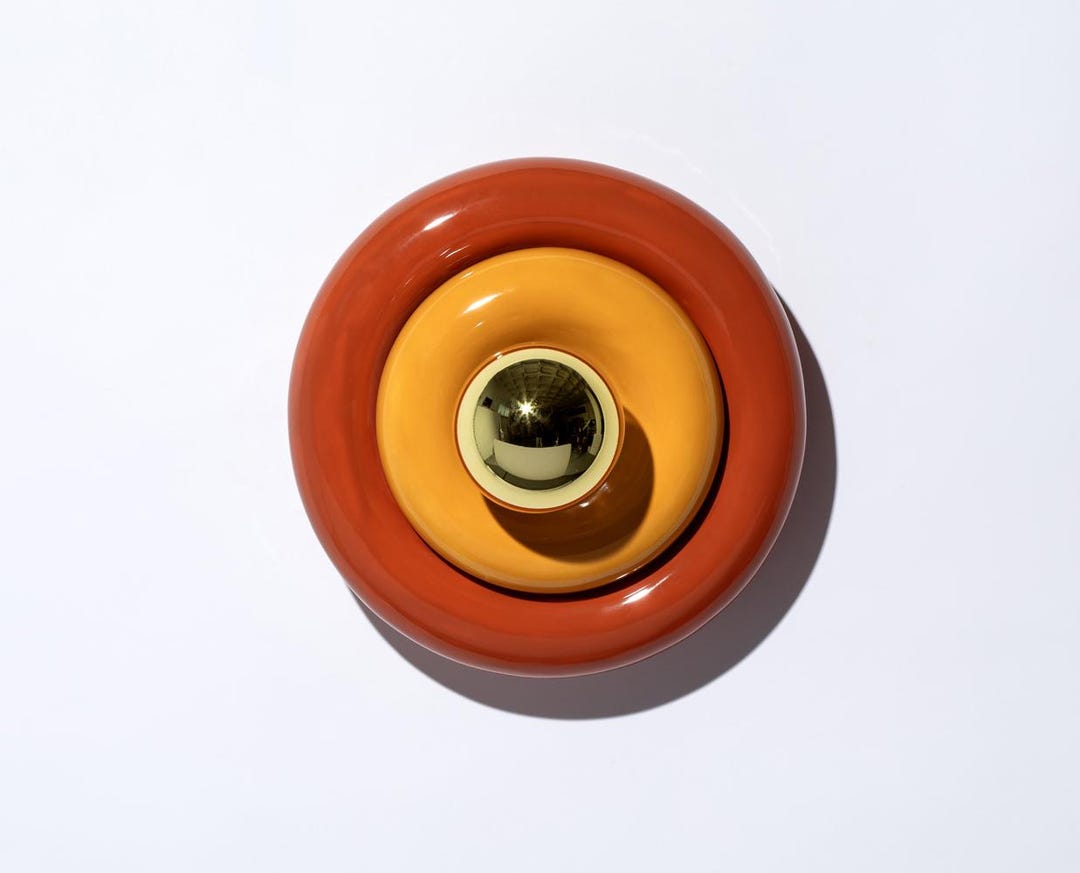 Ceramic Wall Lamp, Handmade Round Sconce Light, Colorful Flush Mount ...