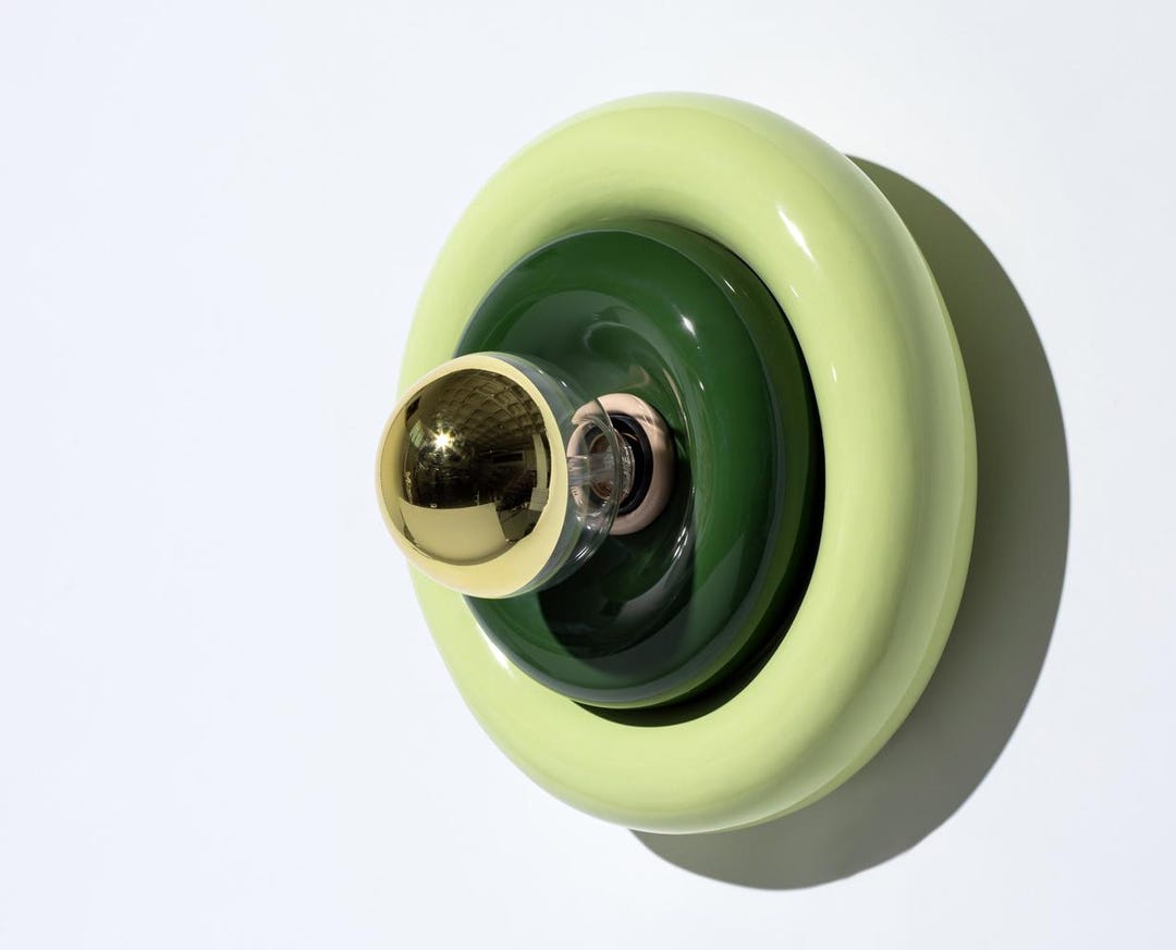 Ceramic Wall Lamp, Handmade Round Sconce Light, Colourful Flush Mount ...