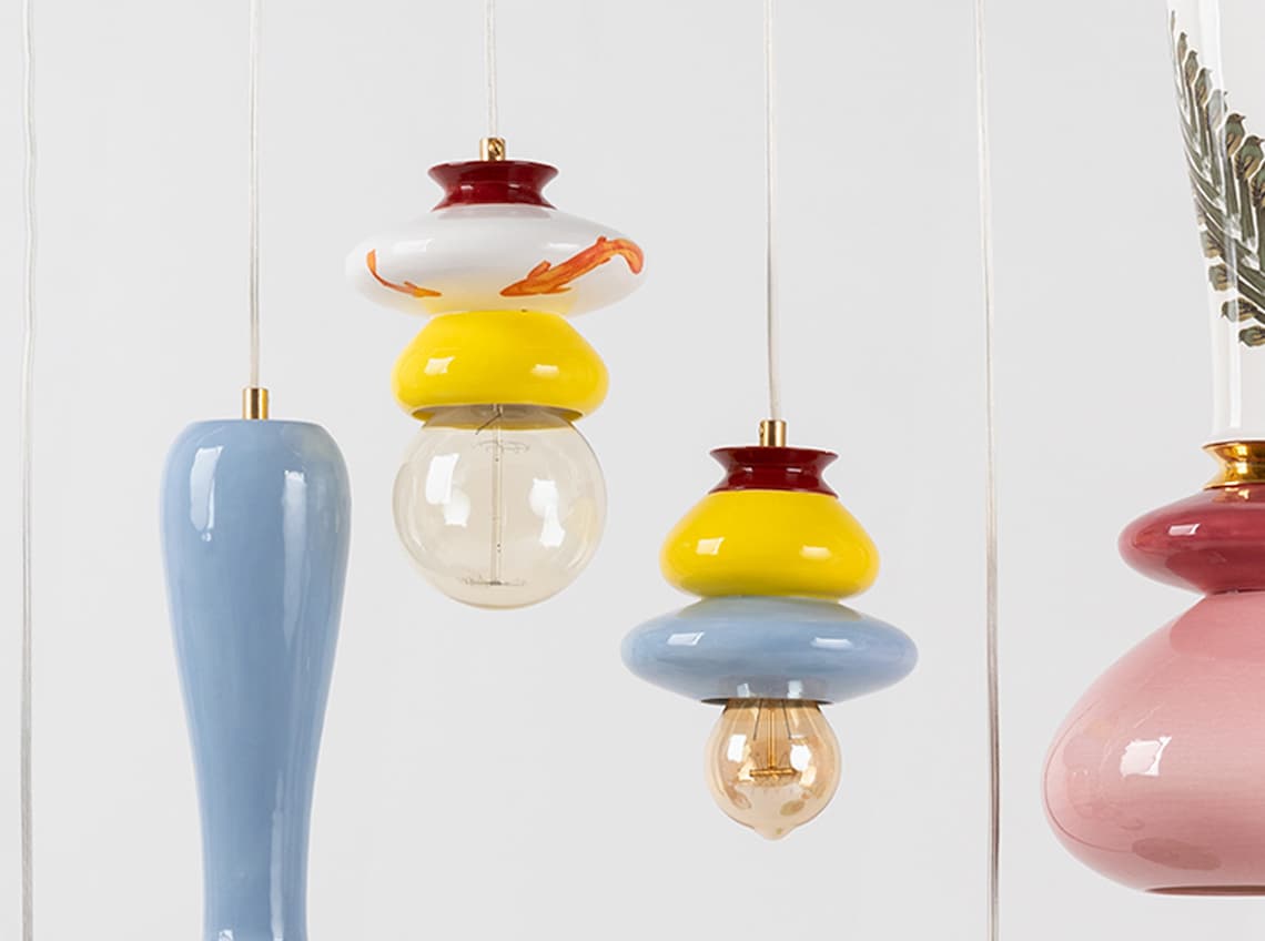 Hanging Ceiling Lamp, Ceramic Light Fixture, Colorful Handmade Pendant ...