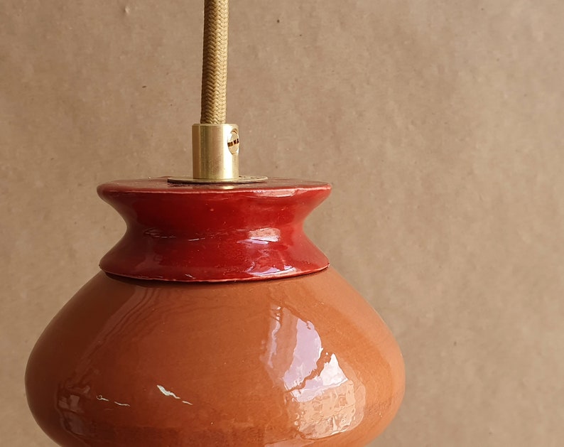Pendant Terracotta Lamp Natural Handmade Ceramic Light - Etsy