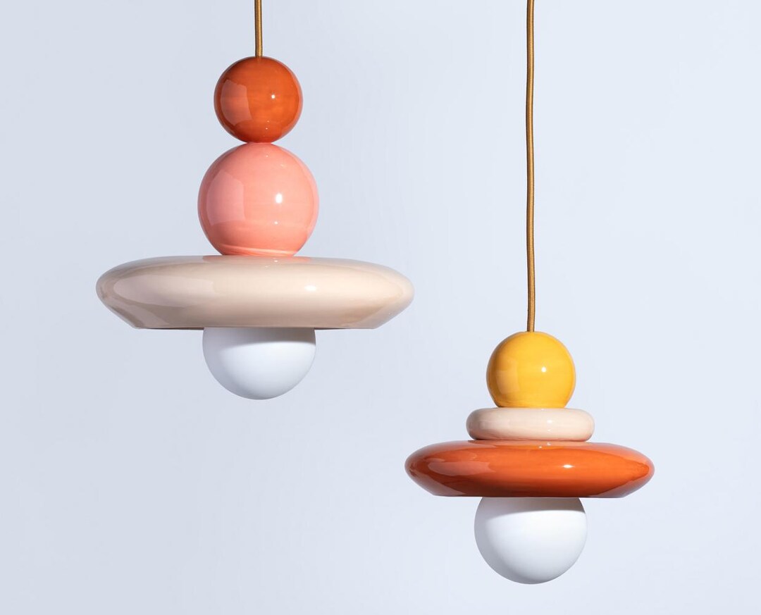 Set of Two Solaris Pendant Lamps: Modern Ceramic Lighting - Etsy