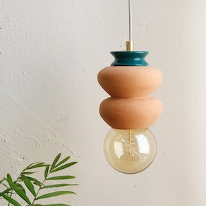 Hanging Terracotta Ceramic Lamp, Colorful Handmade Lampshade Design ...