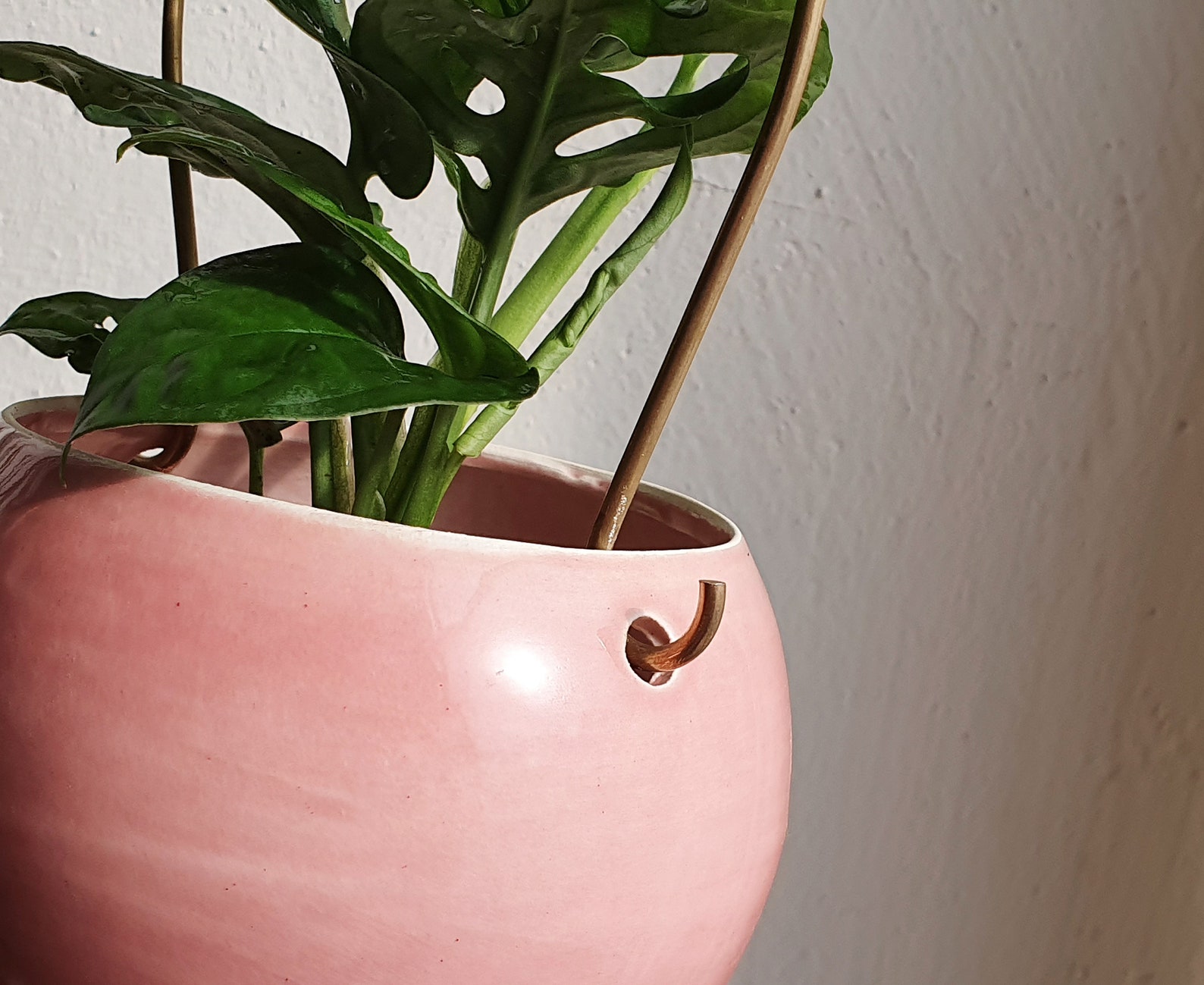 Ceramic Hanging Planter Pink Plant Pot for Live House Plants | Etsy