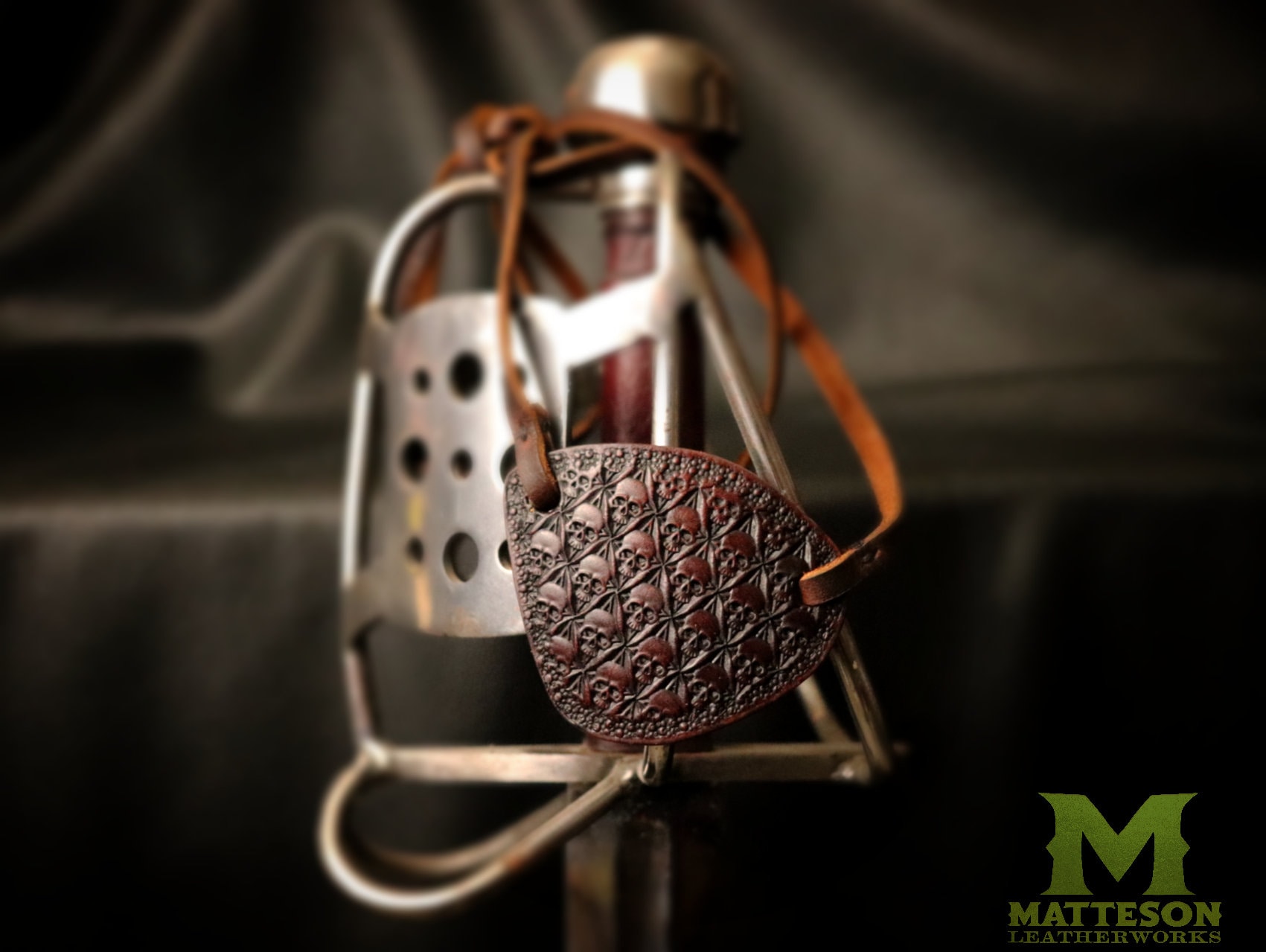 Leather Eye Patch With Hand Tooled Skull Design, Pirate Eye Patch ...